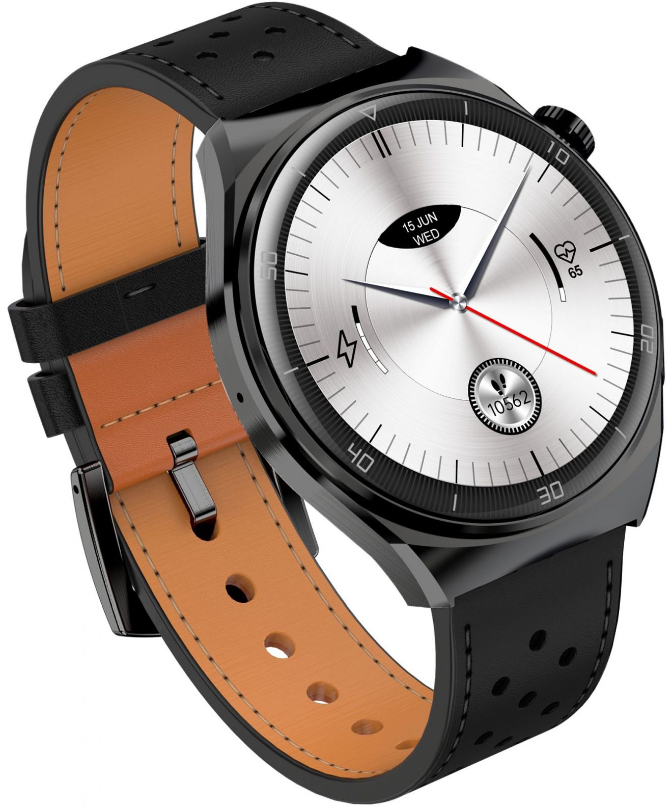 Garett 5904238485613 – V12 Black Leather Smartwatch • Watchard.com