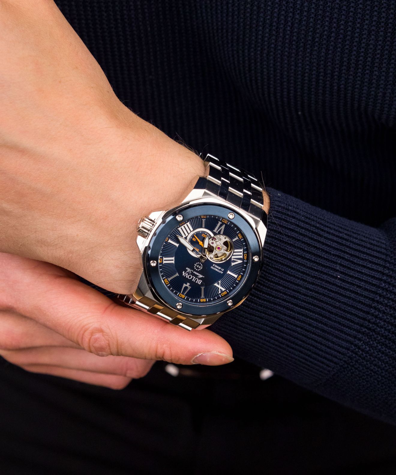 Bulova 98A302 - Marine Star Open Heart Automatic Watch • Watchard.com
