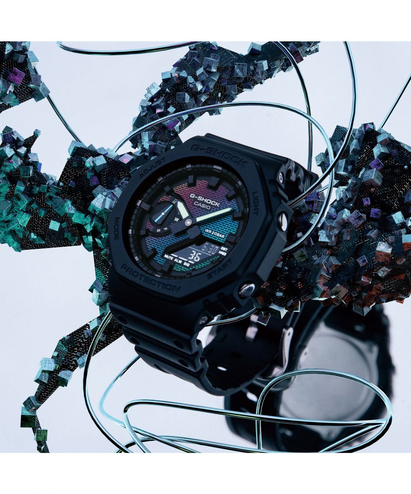 G-SHOCK GA-2100RW-1AER - Classic 2100 Series Rainbow Brick Wall watch ...