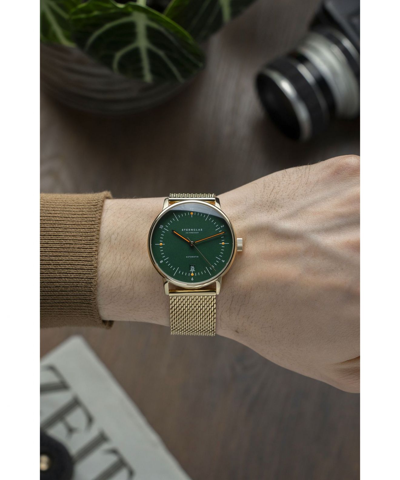 Sternglas S02-NA22-MI05 - Naos Green Gold Automatic Watch • Watchard.com