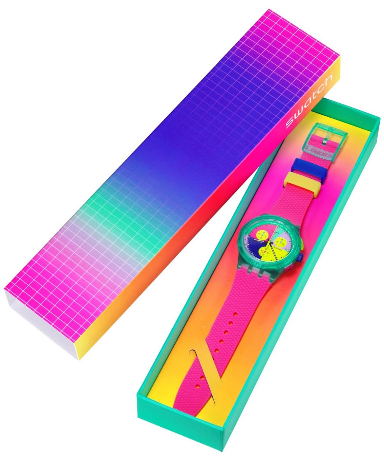 Swatch SUSG408 - Neon Flash Arrow Chronograph Watch • Watchard.com